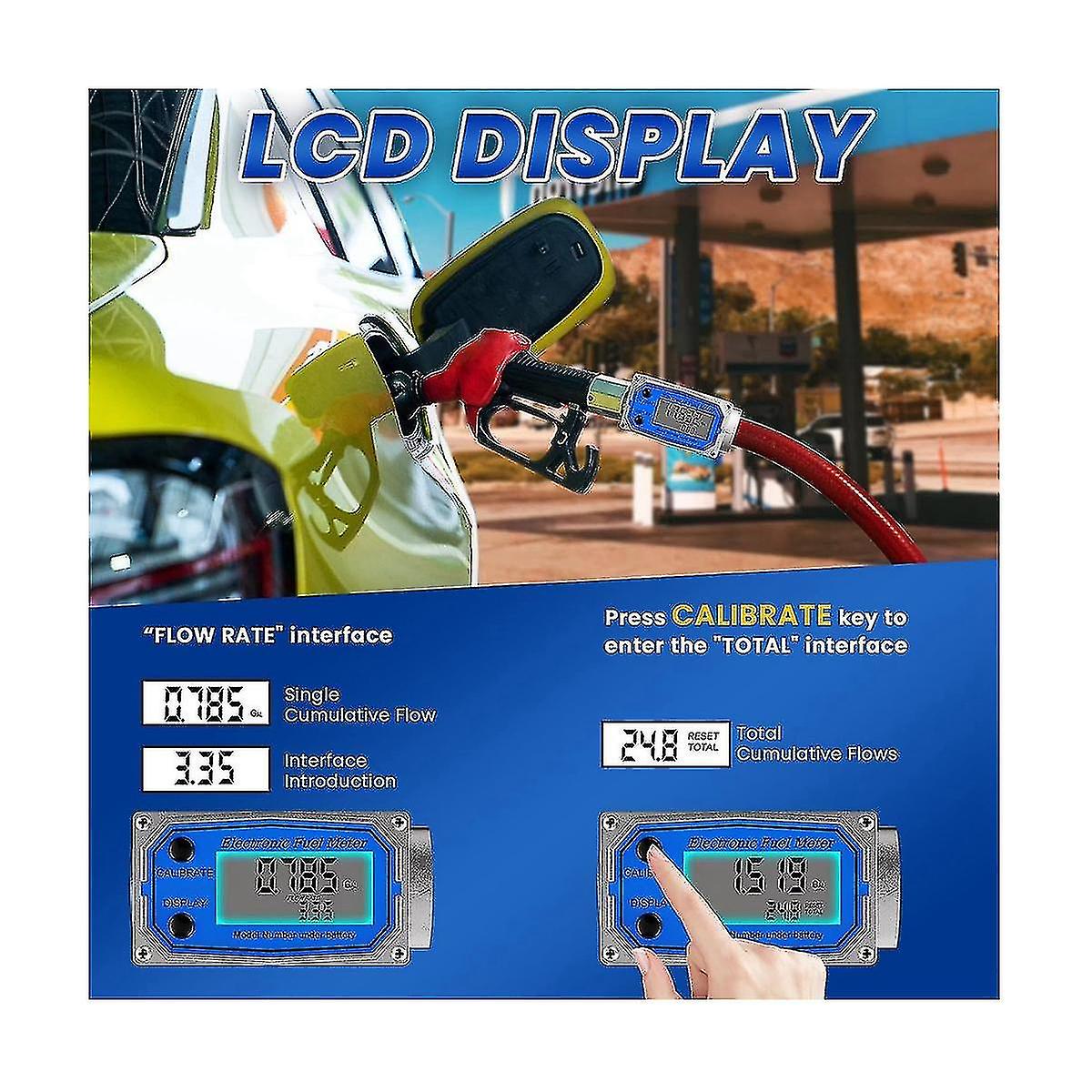 Flow Meter 3/4 Inches - Waterproof Digital Flow Meter Aluminum Alloy ...