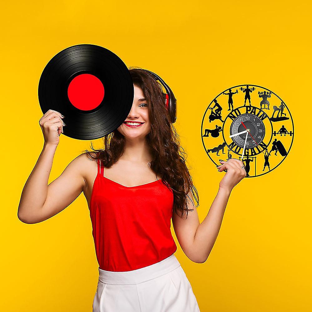 Bodybuilding Kettlebell Gym Sign Wall Clock Weightlifting Workout Vinyl ...