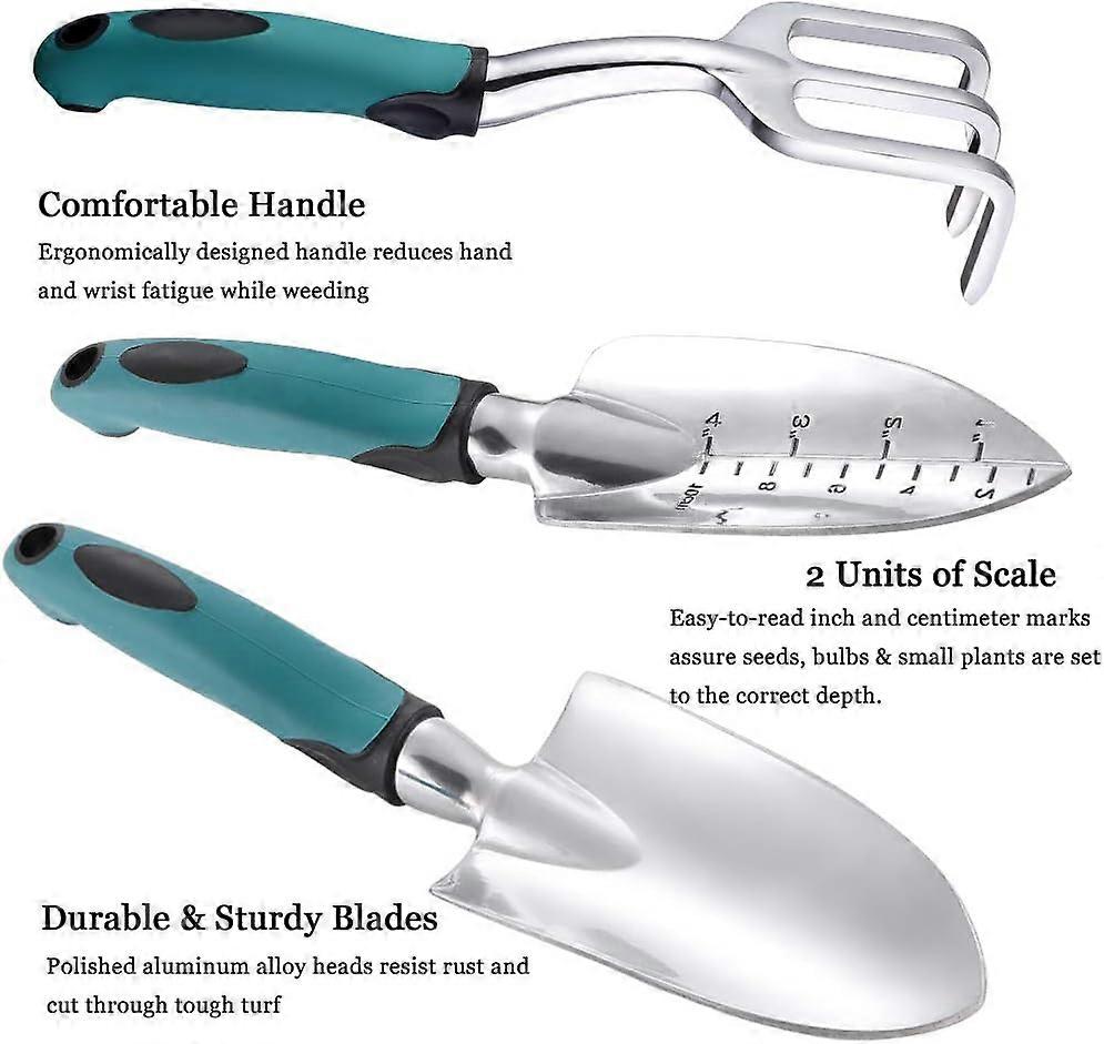 Garden Tool Set, 3-piece Heavy-duty Gardening Tool Cast Aluminum with ...
