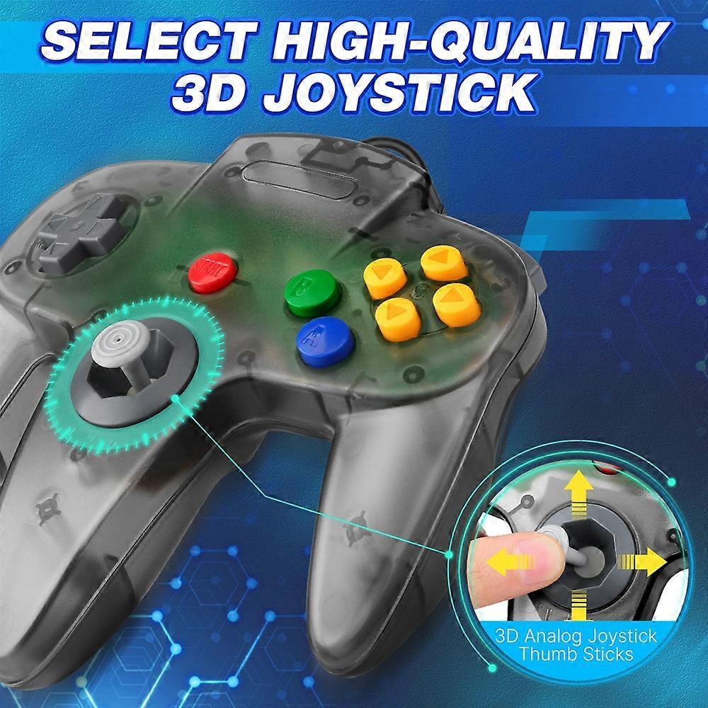 Lot1/2 USB N64 Controller,PC Gamepad Joystick for Windows MAC Linux Raspberry Pi Genesis Project ...