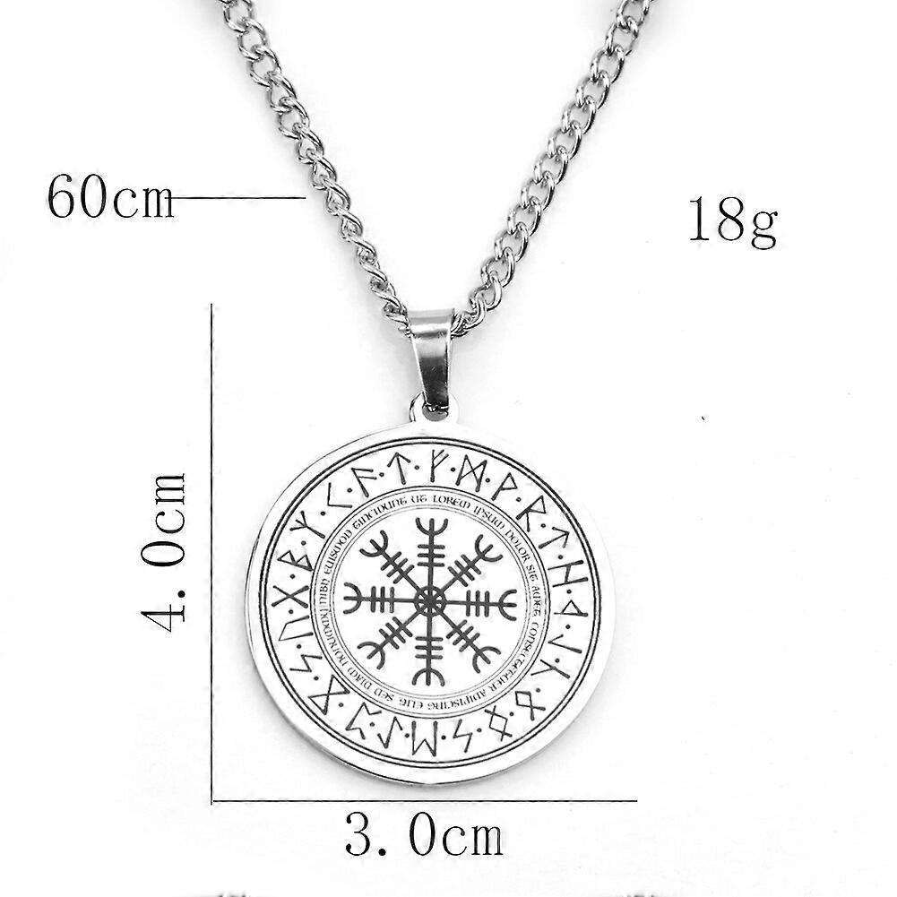Stainless Steel Necklace Aegishjalmur Invincible Viking Odin Logo ...