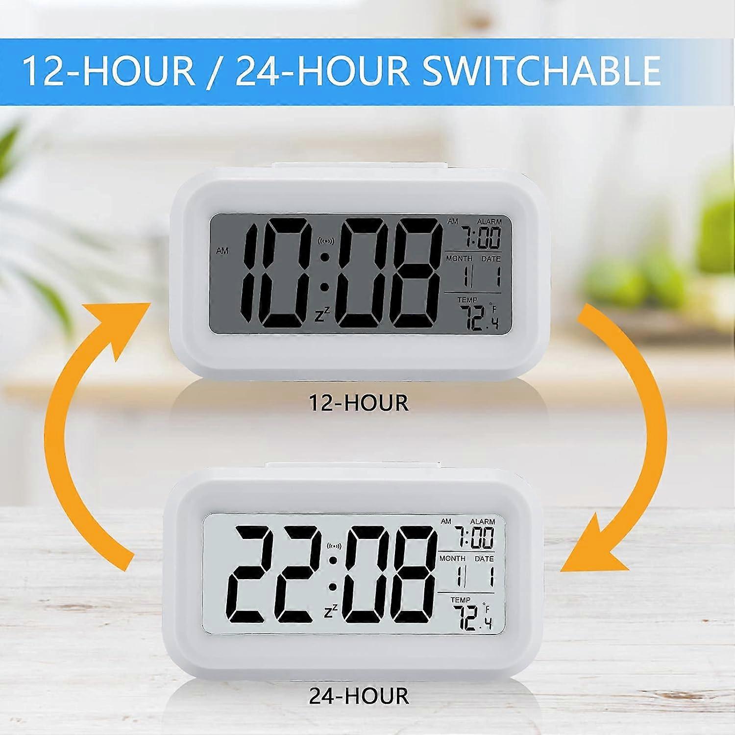 Digital Alarm Clock, Battery Operated Alarm Clock(White) | Fruugo UK