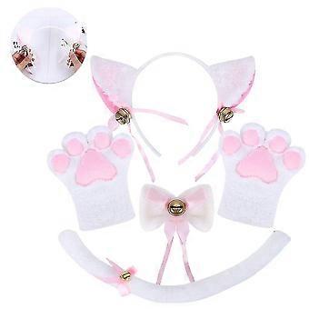 Cat Costume Cosplay Plush Headwear Clip Ear Bow Tie Tail Gloves Set ...