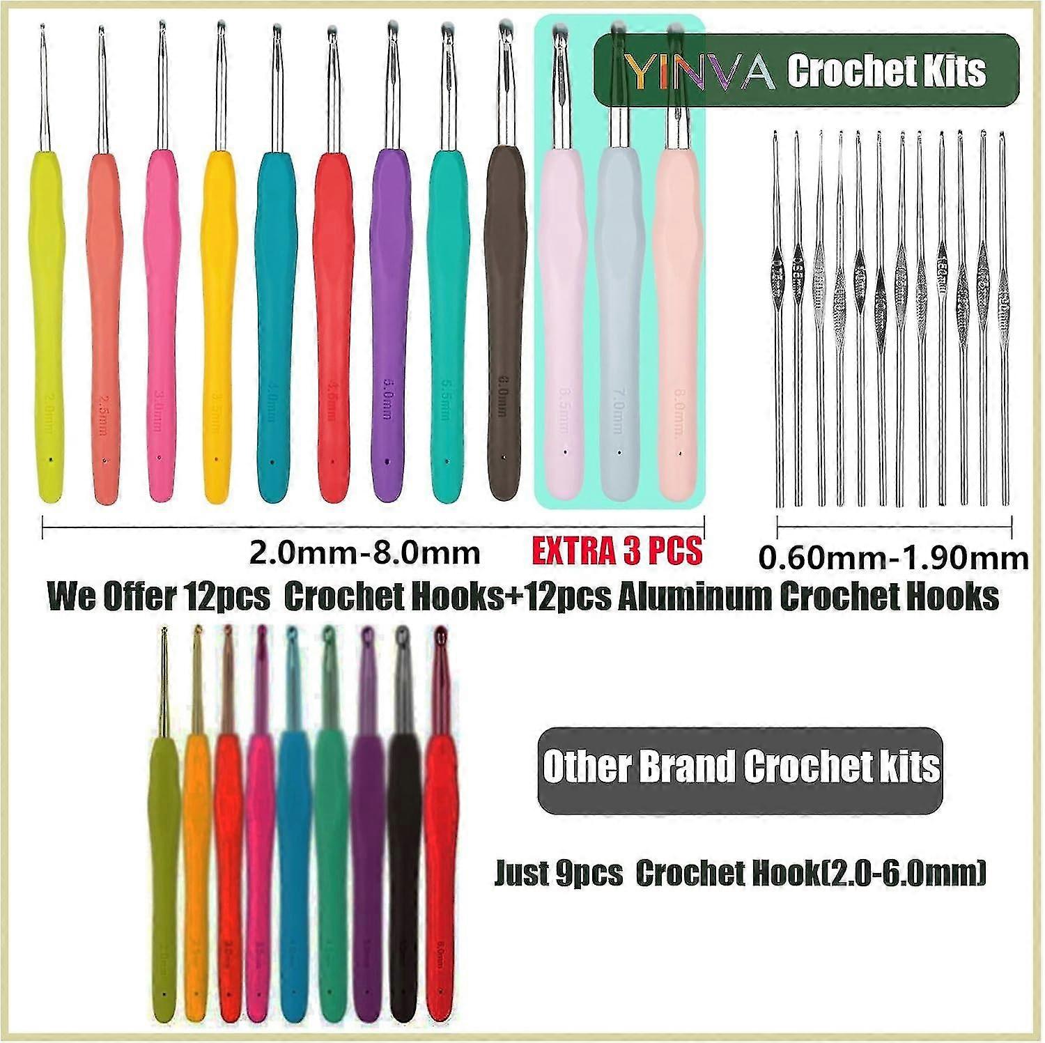 Crochet Hooks Set for Beginners Adults Crochet Kits Knitting Kit ...