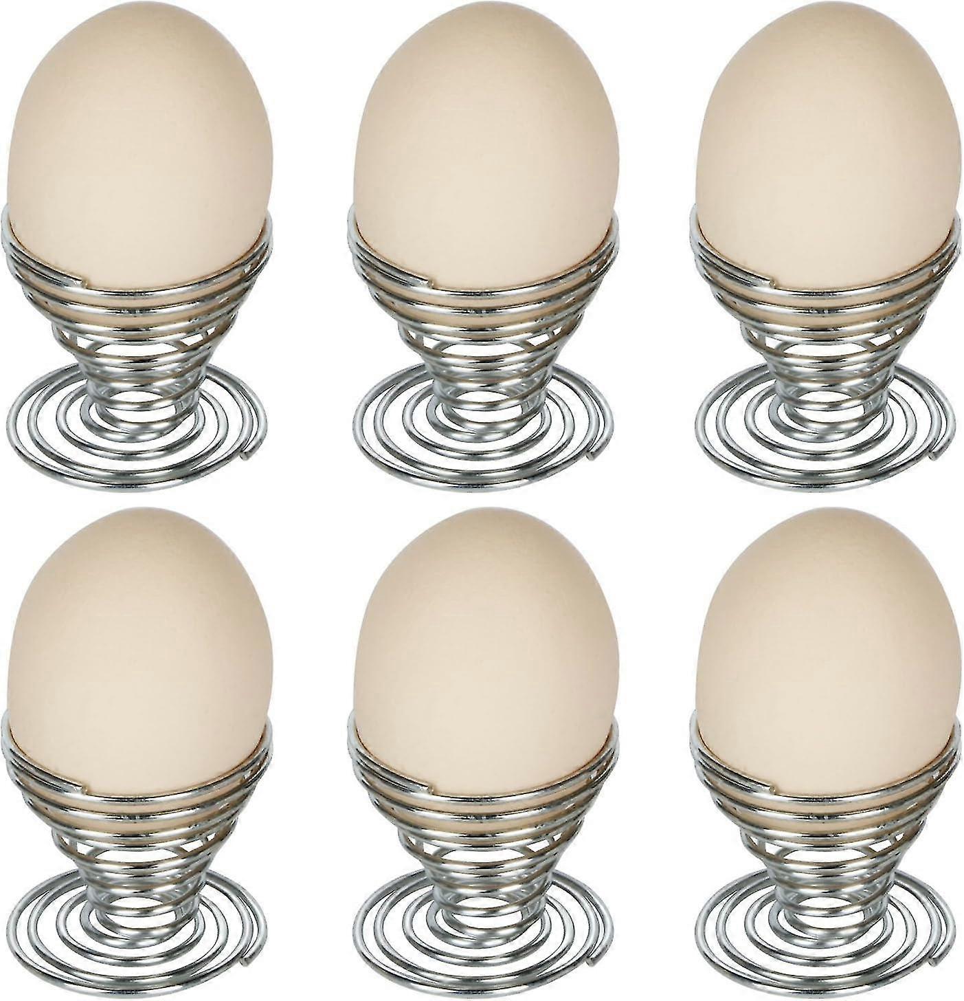 6 X Stainless Steel Egg Cups Steel Wire Spiral Spring | Fruugo UK