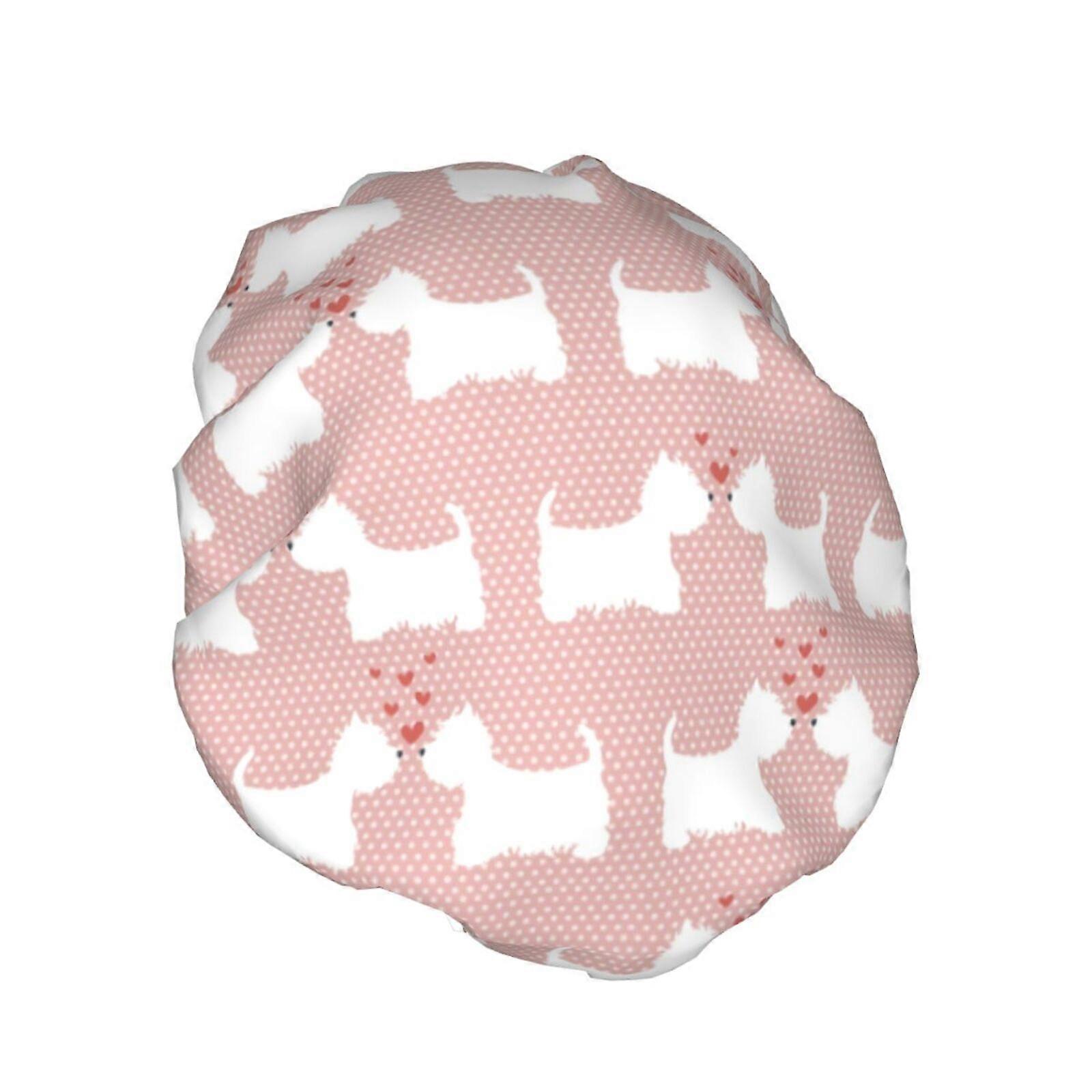 Westie Dogs Pattern Shower Cap For Women Girls Adjustable Double Layers ...