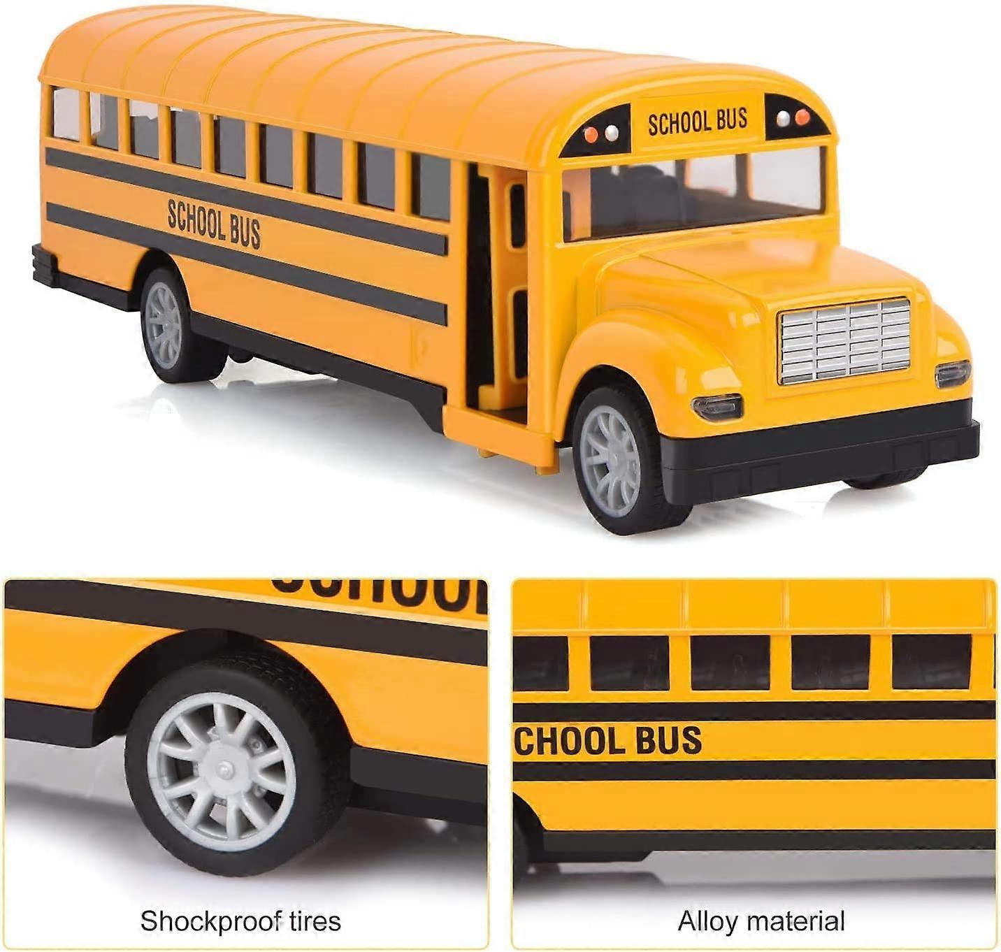 School Bus Toy for Toddlers, 8.5 inch Die Cast Pull Back Cars Yellow ...