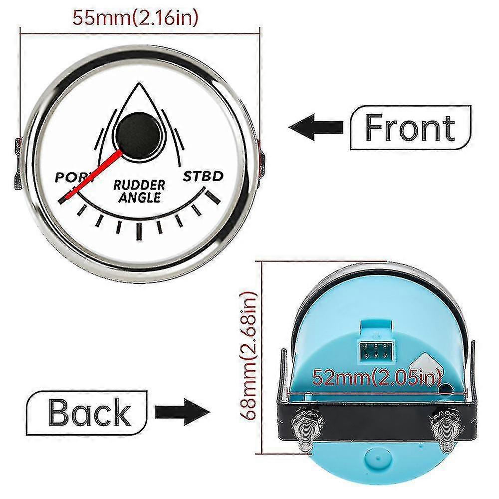 52mm Marine Rudder Position Indicator Waterproof Red Backlight With 0 ...