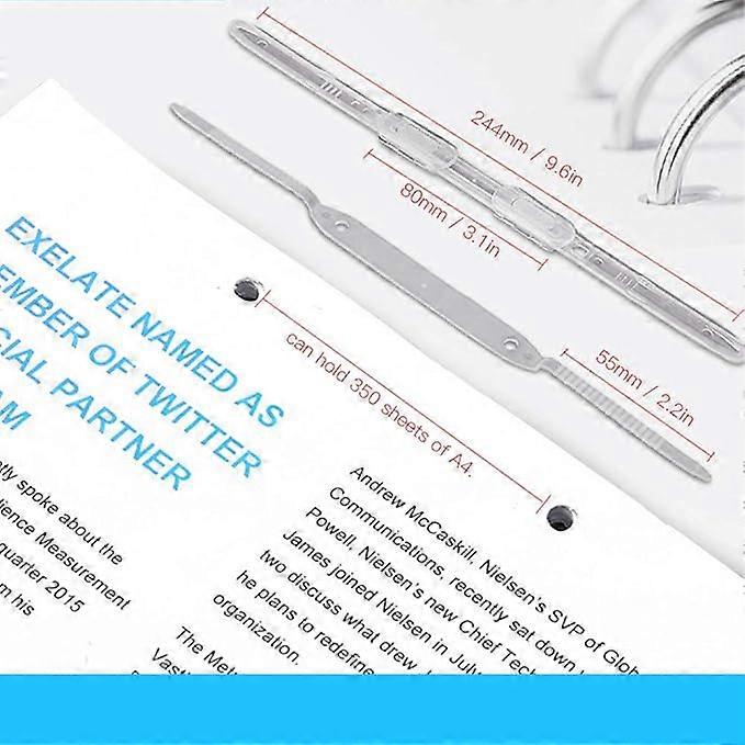 2 Hole Iron Binder Clip, 50Pcs File Fasteners for 350 Sheets A4 Paper ...