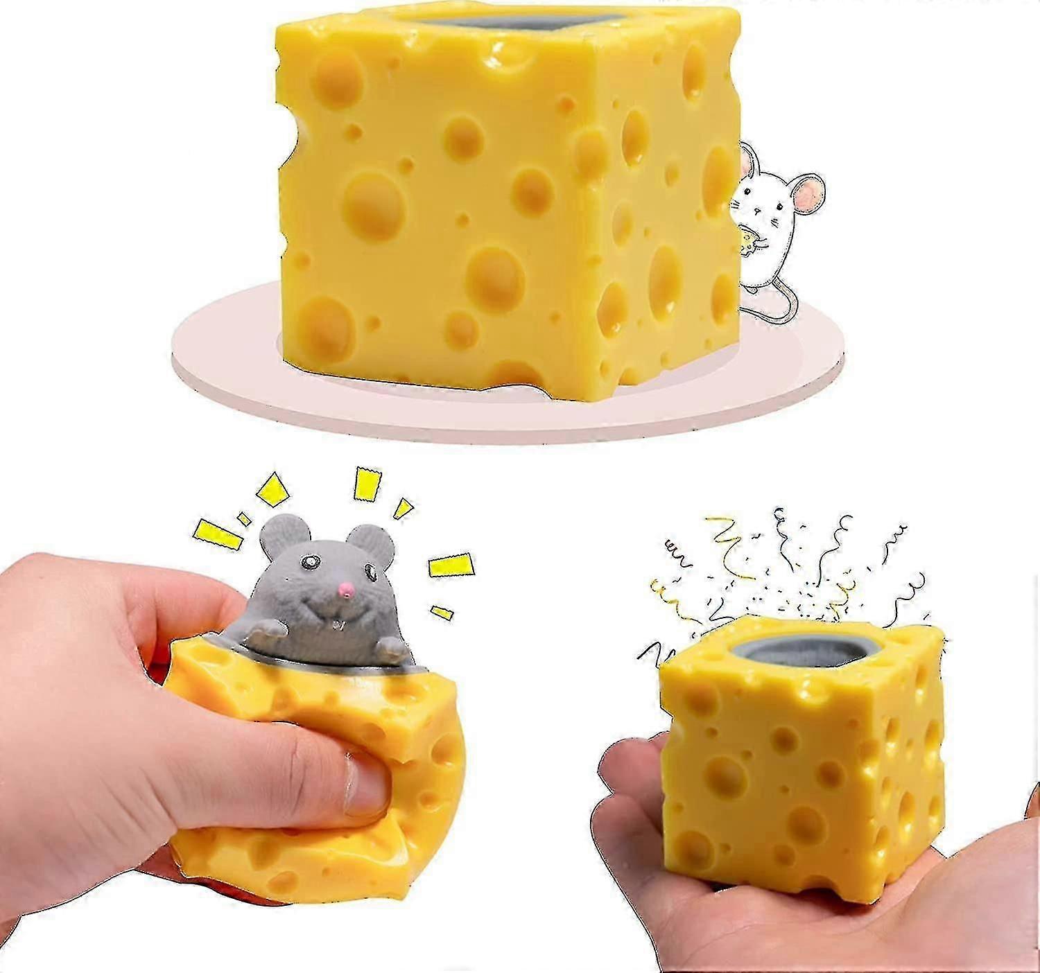 Wabjtam Cheese Toy Squeeze Cheese Rat Stress Ball Mice In Cheese Toy Anxiety Relief Sensory Toy ...