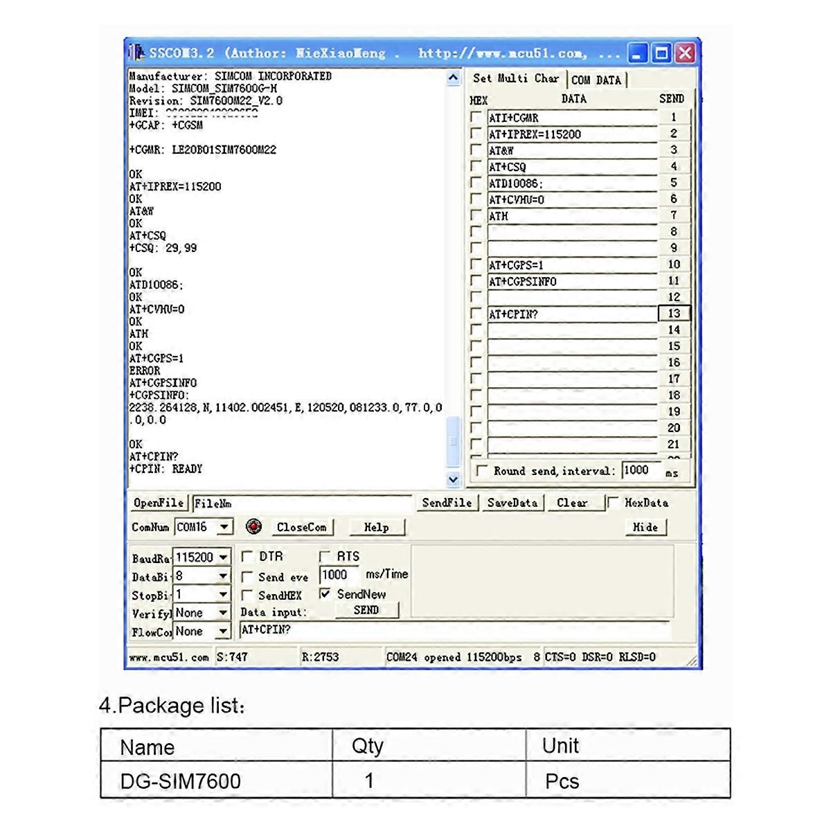 SIMCOM SIM7600G H USB Dongle with Antenna HSPA+ GSM GPRS EDGE UMTS LTE ...