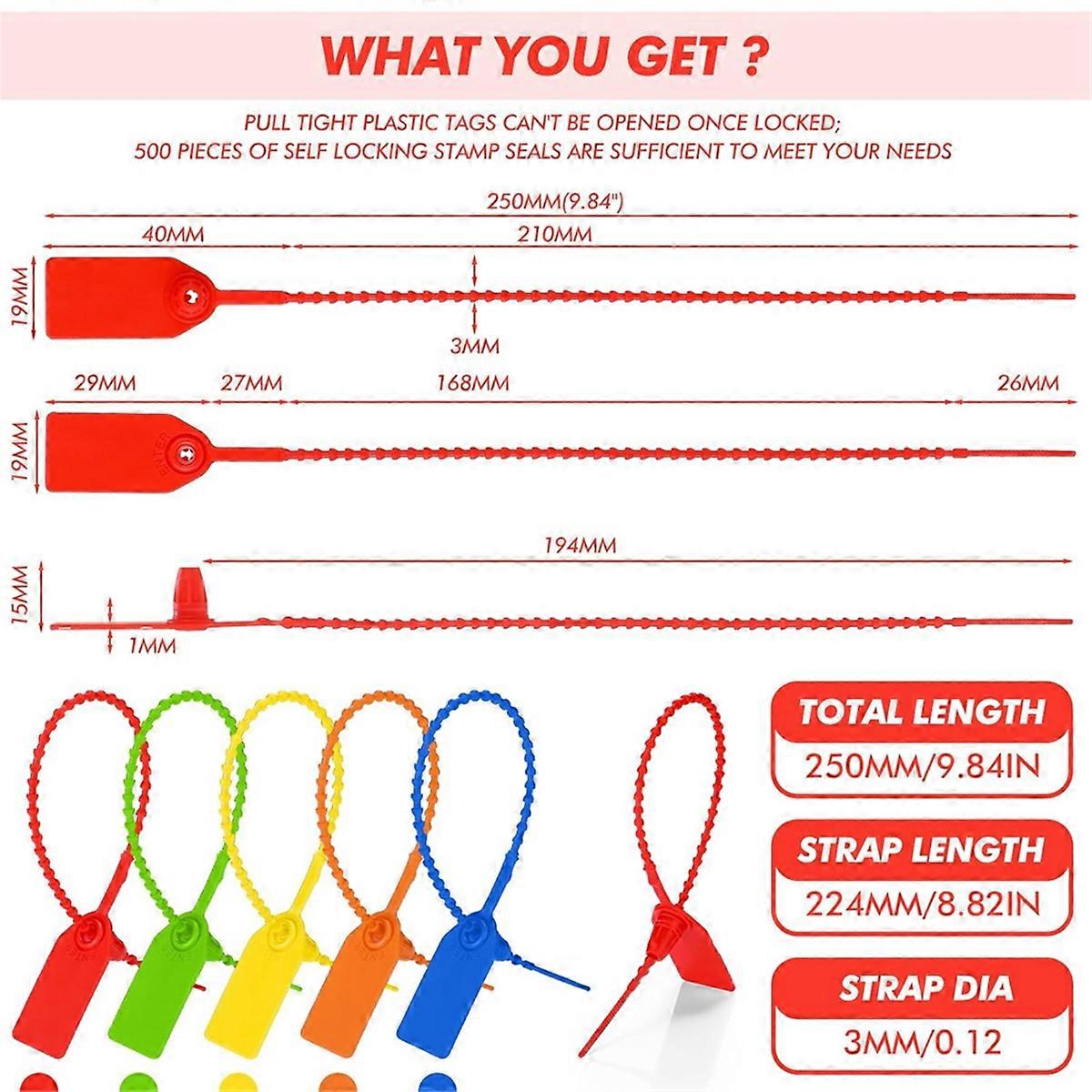 500Pcs Plastic Tamper Seals Zip Ties for Blank Security Tags Disposable ...