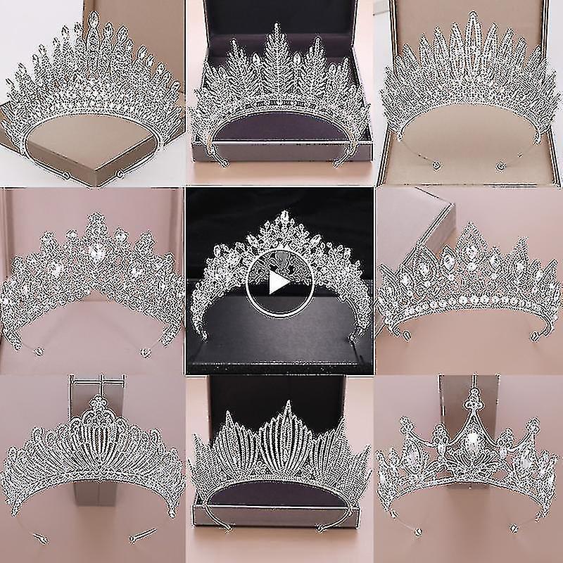 Wedding Crown Crystal Rhinestone Crown Bridal Hair Jewelry Silver Color ...