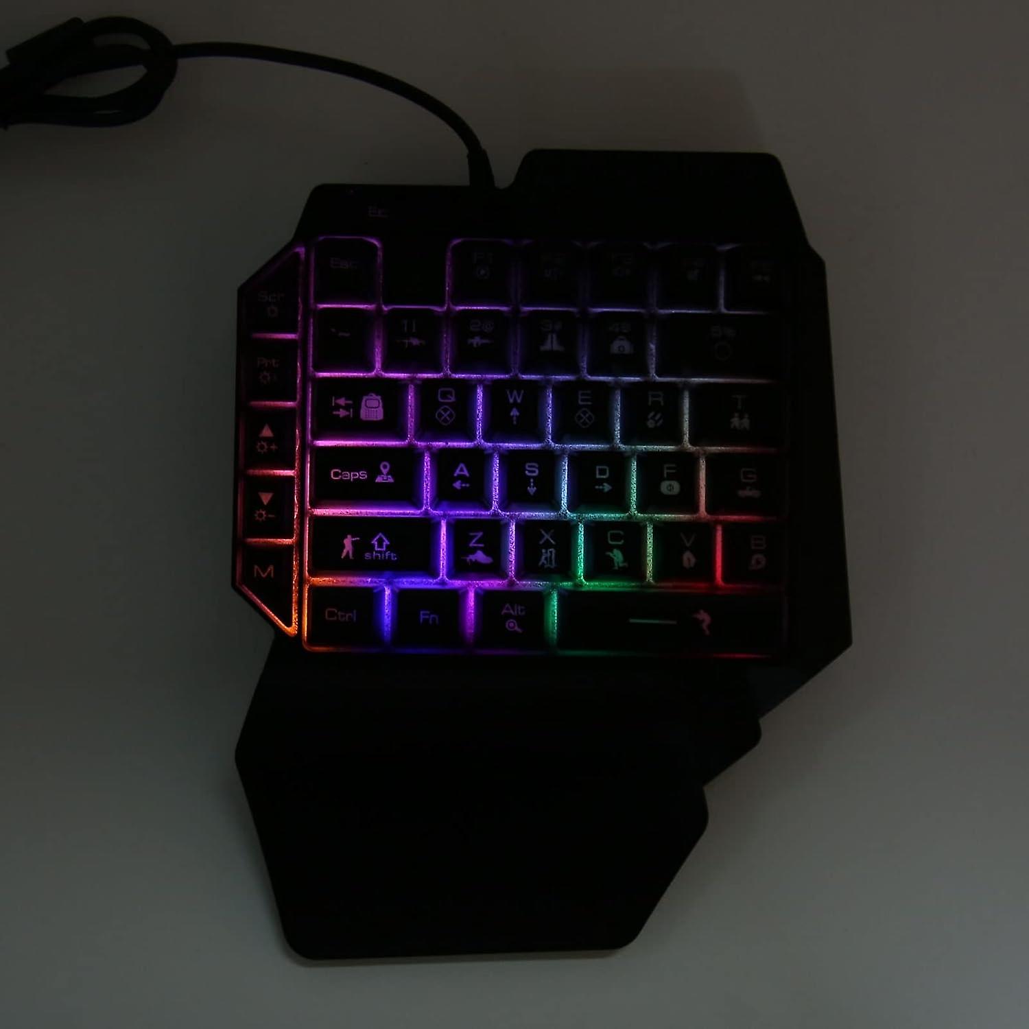 Single Handed USB Gaming Keyboard, Portable Mini Gaming Keypad Mouse ...