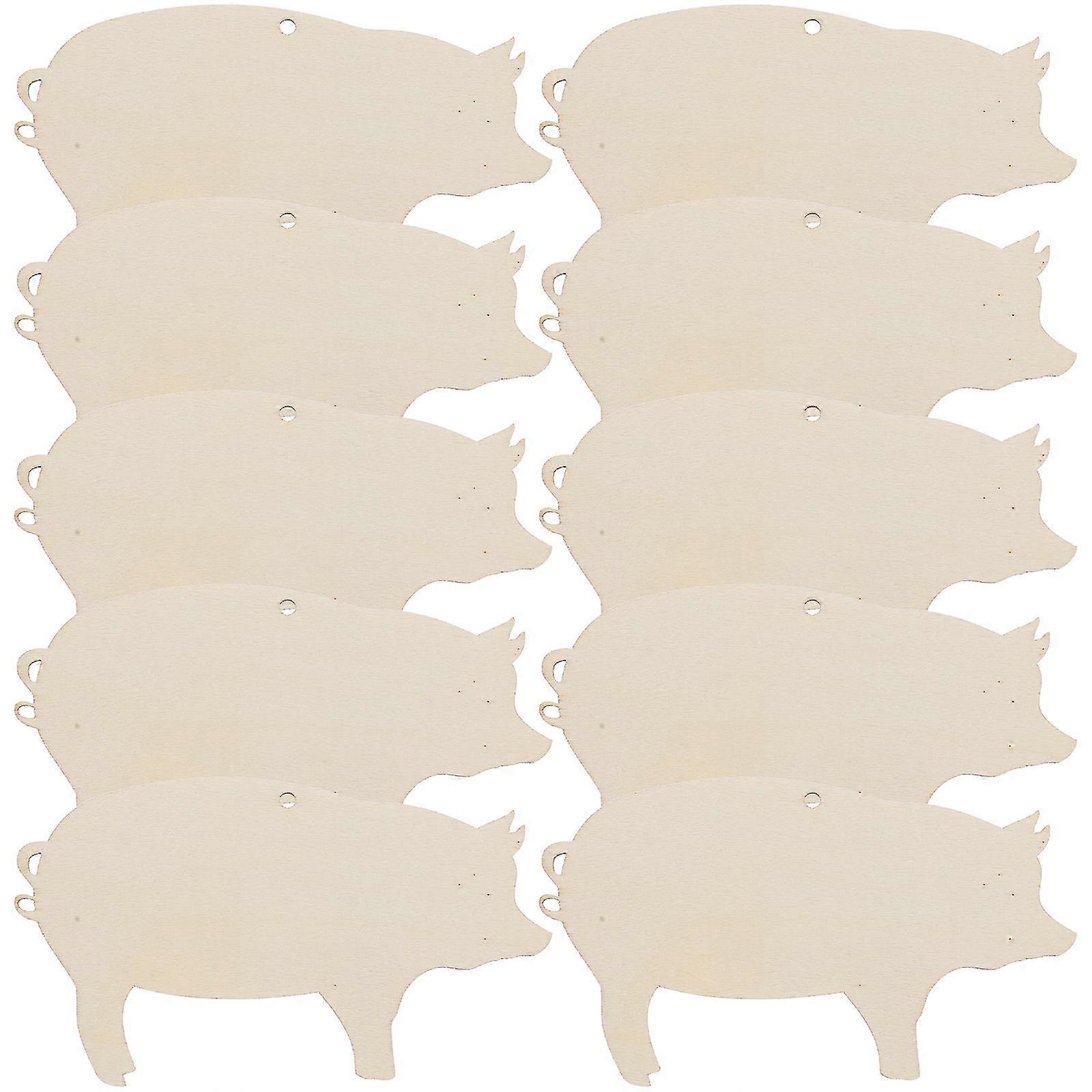 10 Pcs Tags Gifts Wooden Pigs Embellishments Blank Wooden Tags Pig ...