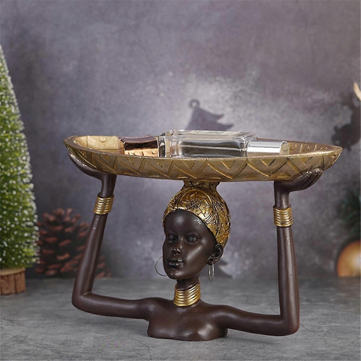 Lady Statue Tray African Table Centerpieces Resin Ornament Sculpture ...