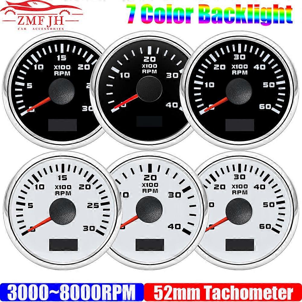 7 Color Backlight 2" 52mm Tachometer Waterproof IP67 Tacho Gauge 3000 ...