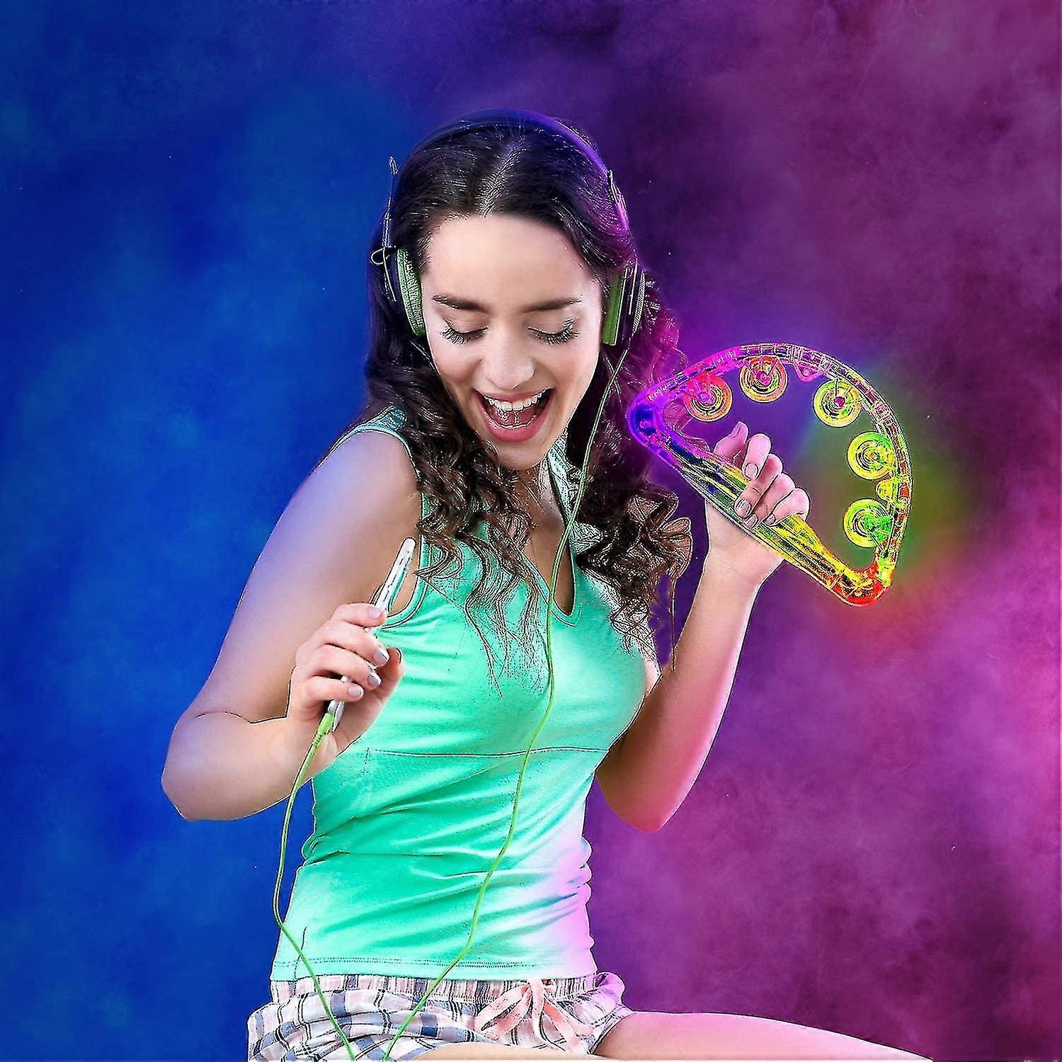 Light Up Tambourine Musical Flashing Tambourine Handheld Percussion ...