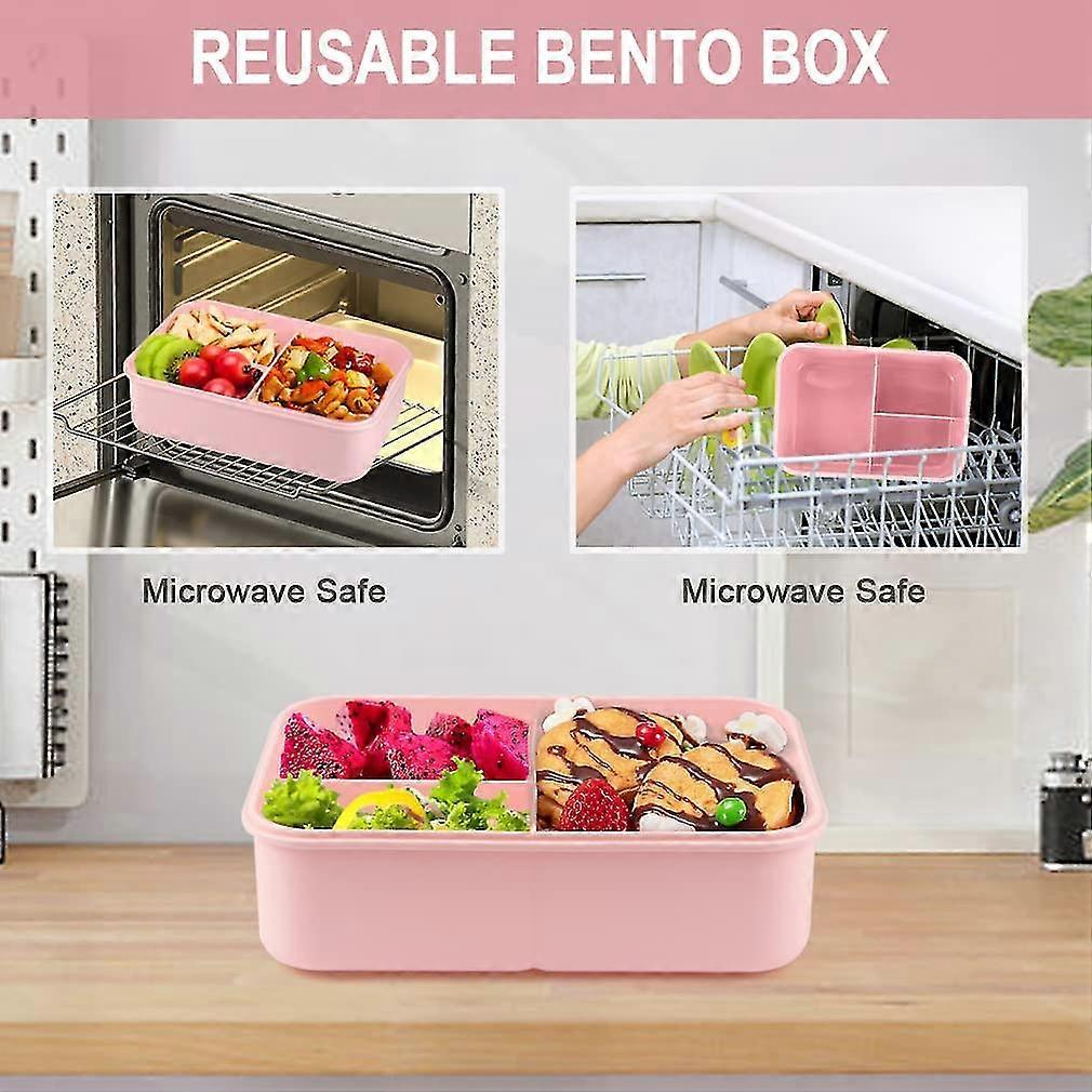 Lunch Box For Adults, 1200ml Kids Bento Box With 3 Compartments ...