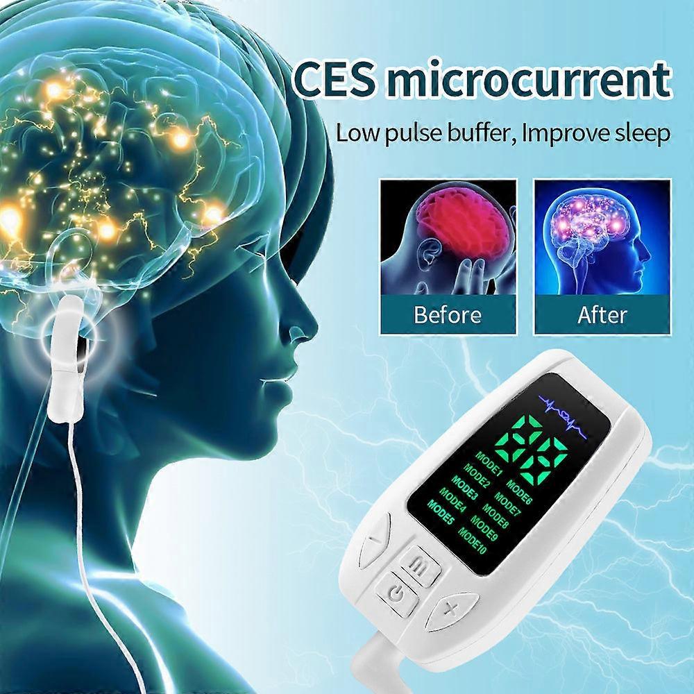 10 Modes Aid Device Ces Stimulation Therapy Ear Clip Type Anxiety ...