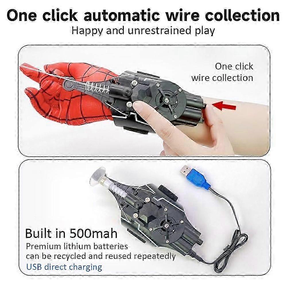 Spiderman Web Shooter Launcher String Toy Electric Reel In Spider Web ...