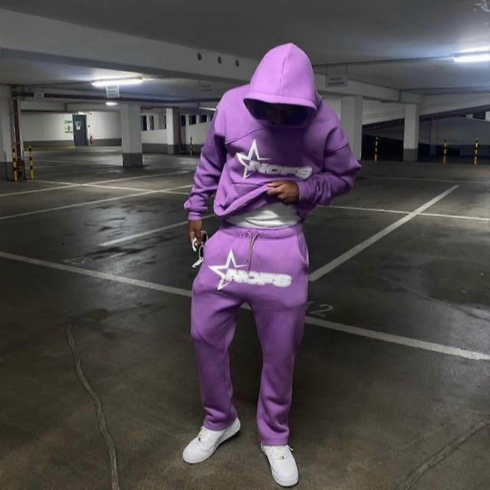Y2K Tracksuit Set Men Women, 80s Unisex Y2K Hoodie Sweatpant Running ...