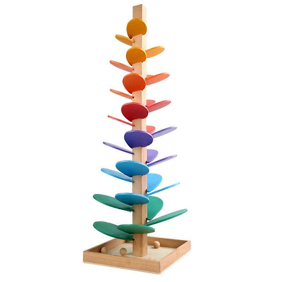 Rainbow Musical Tree Toy Wooden Petals Assembly and Marble Run Balls ...