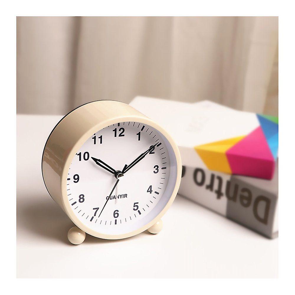 4 Inch Bedside Alarm Clock, Silent Quartz Morning Alarm Clock With ...