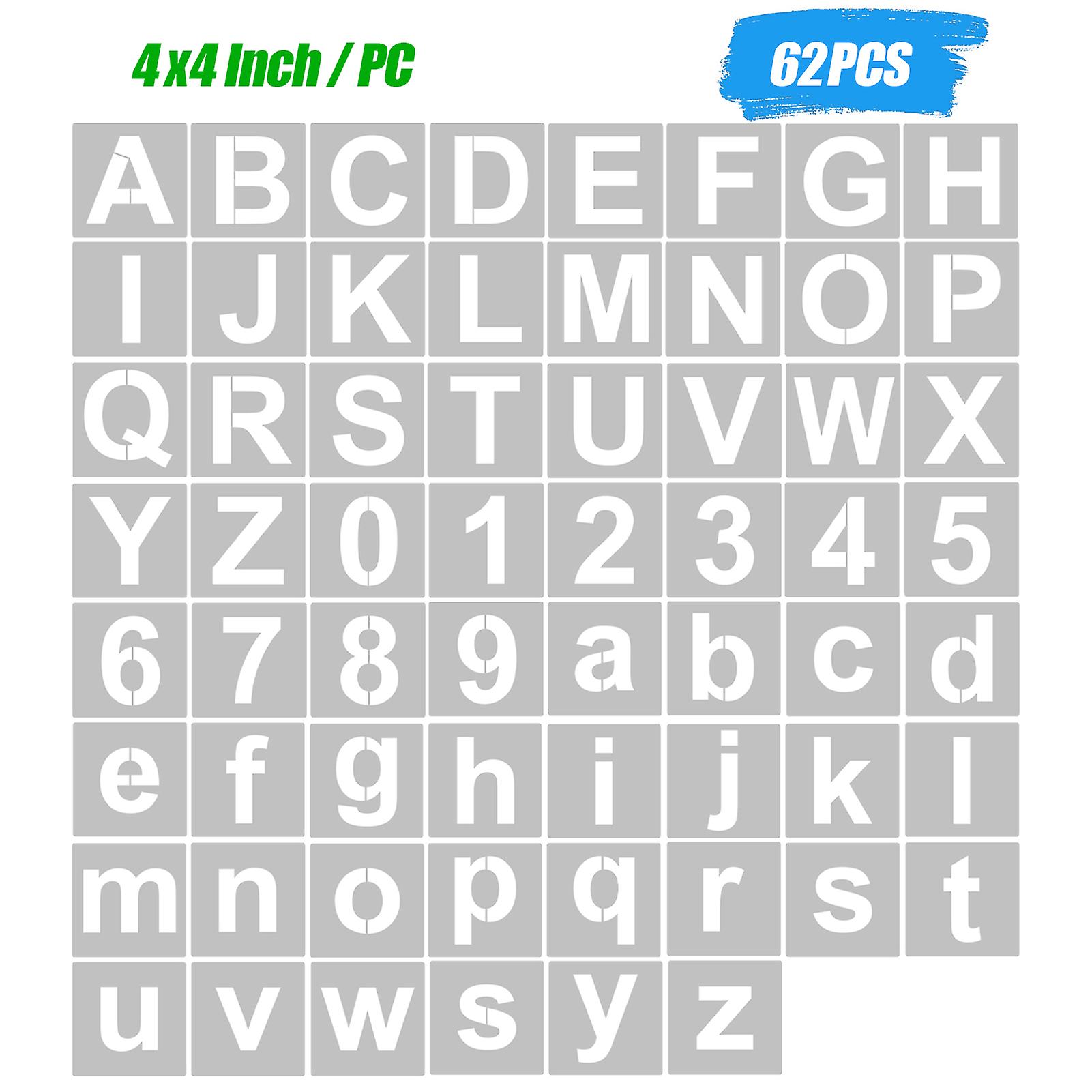 62pcs 5 Inch Letter And Number Stencils Reusable Washable Alphabet ...