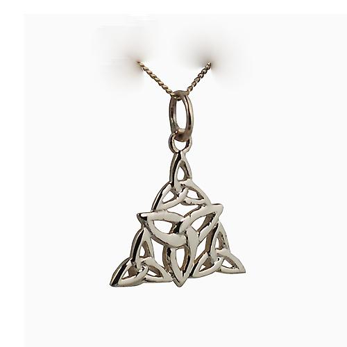 9ct Gold 17x16mm triple Celtic Trinity knot Pendant with a curb Chain ...