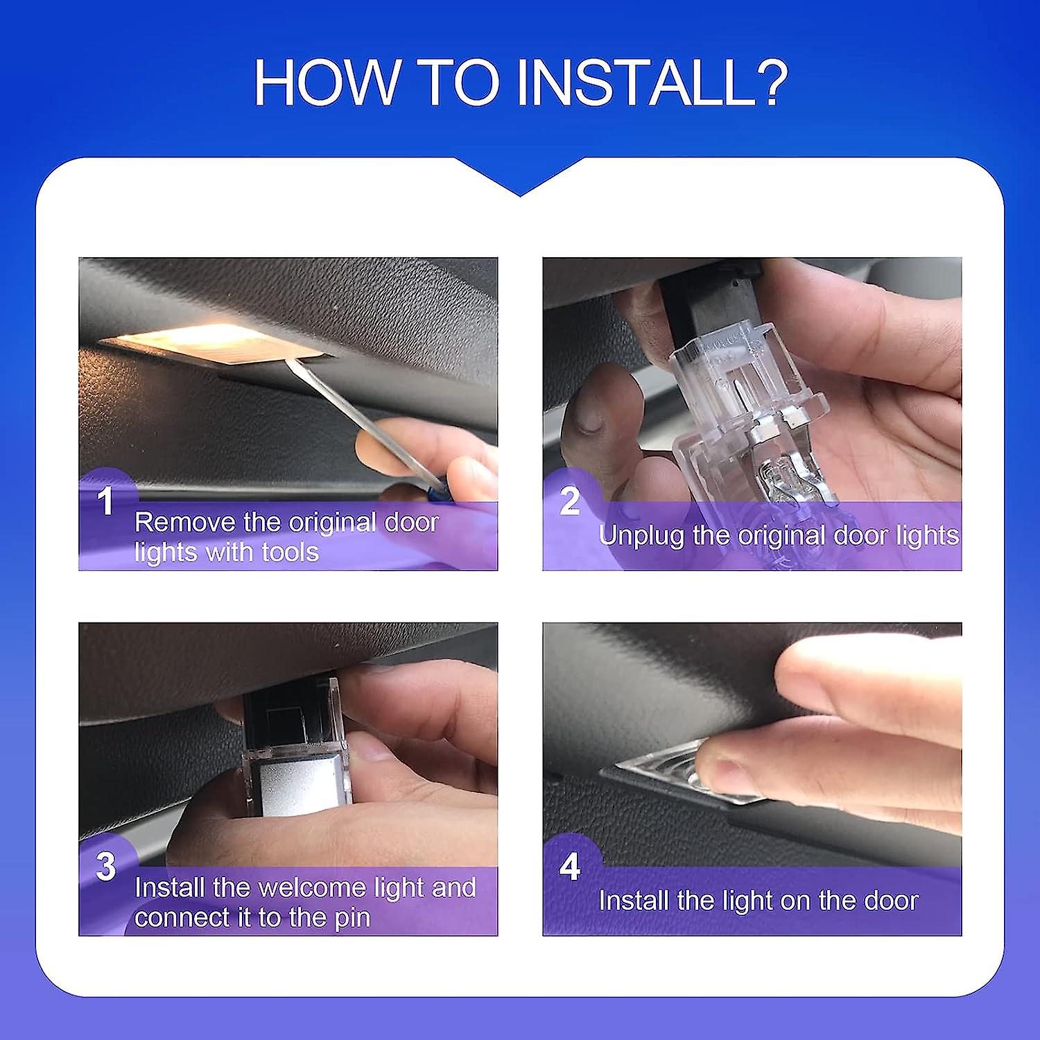 4 PCS Car Door Light Logo for A-di,LED Projector Light, Car Door Led ...