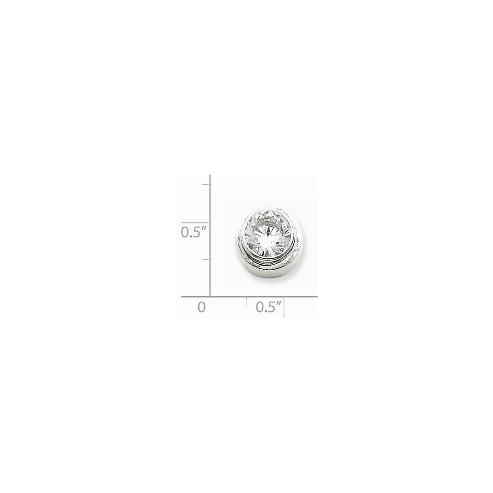 925 Sterling Silver Bezel Polished 6mm CZ Cubic Zirconia Simulated ...