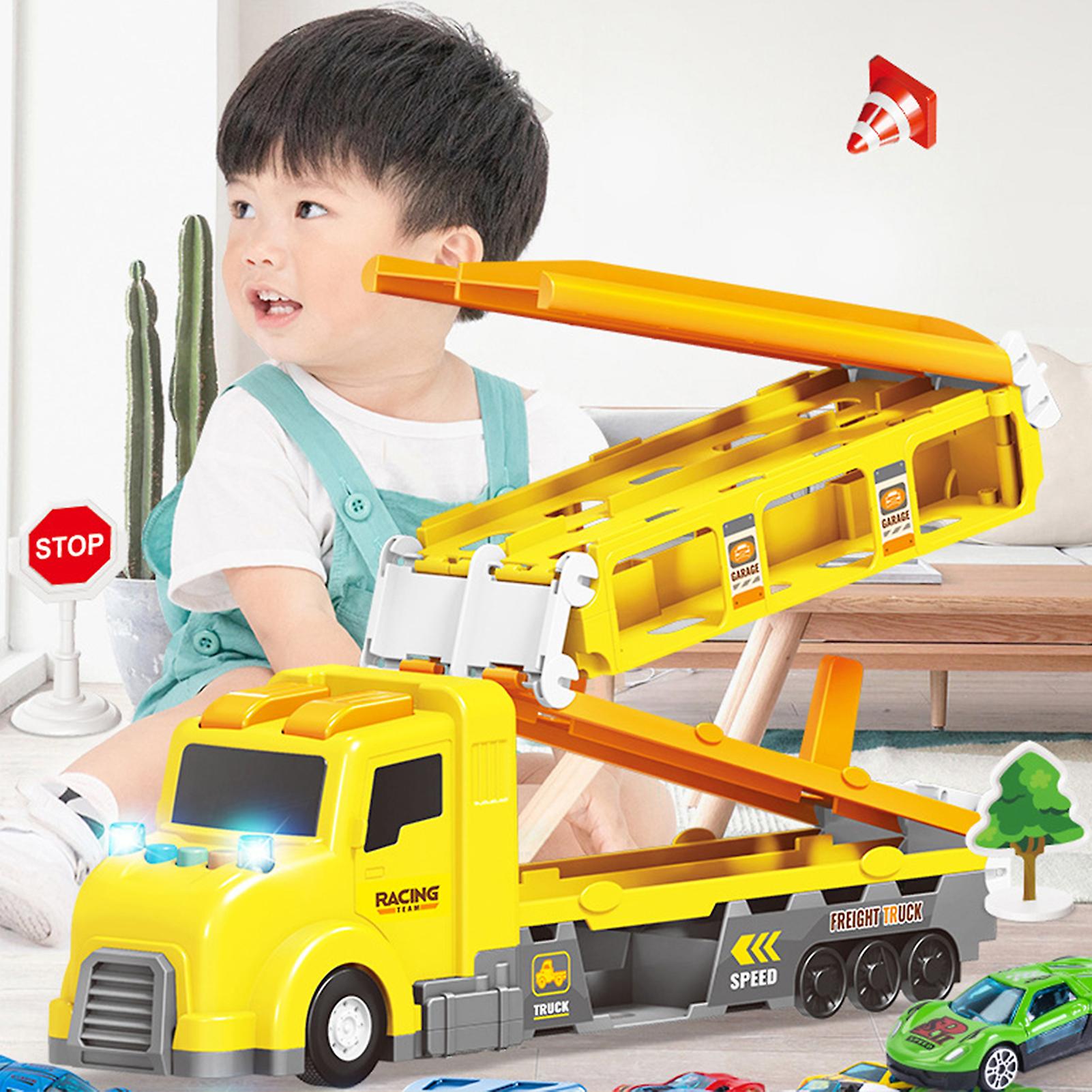 1 Set Kids Truck Toy with Sound Light Guideposts Double Layers Foldable ...