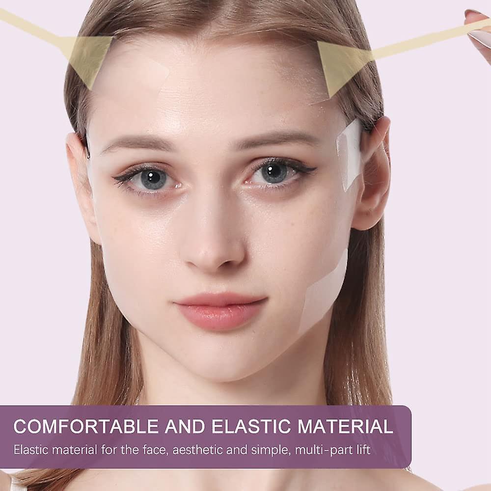 Face Lifting Tape, 20 Pieces Facelifting Tape with 4 Ropes, Transparent ...