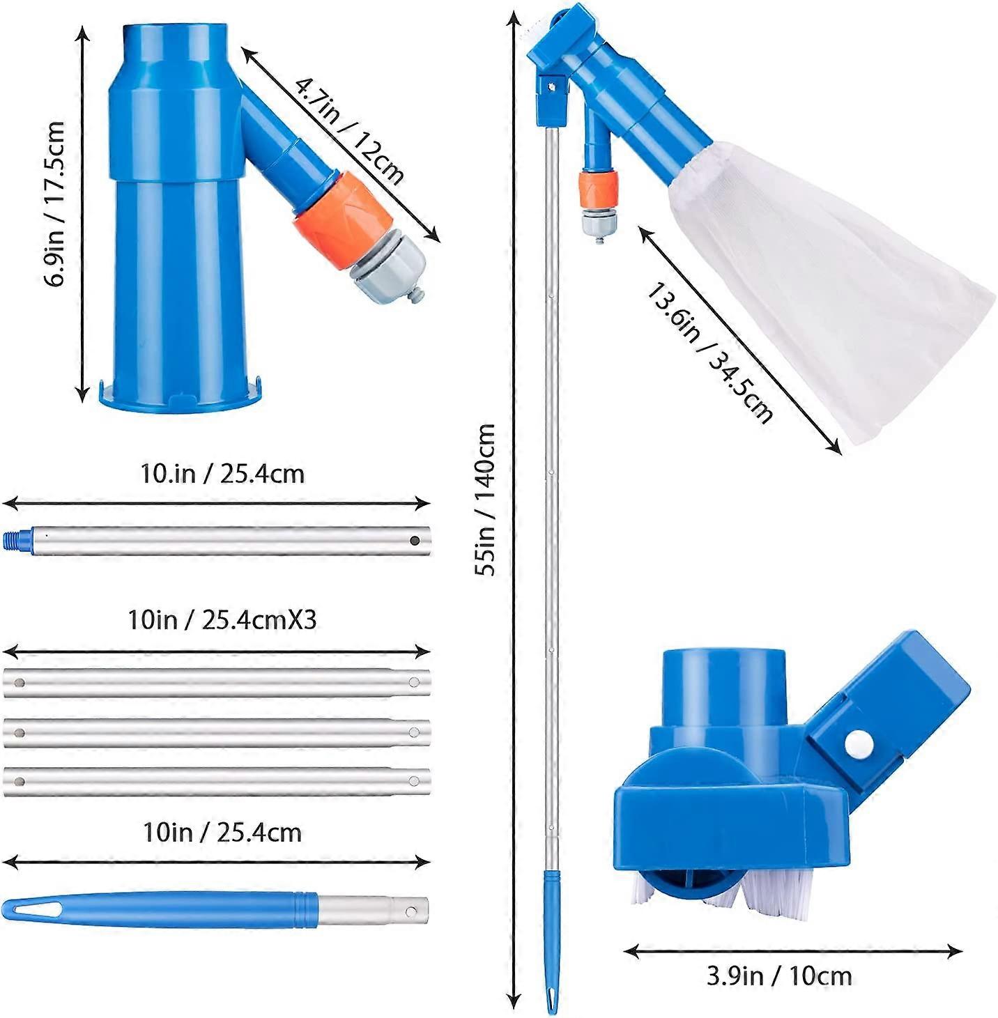 Portable Manual Pool Vacuum Filter with Leaf Bag Brush Adjustable ...