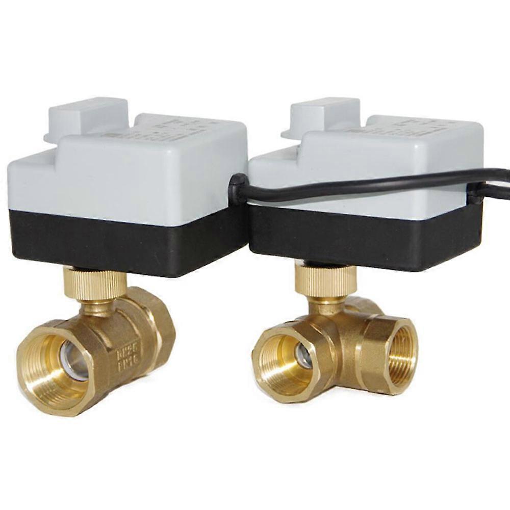 Brass Motorized Ball Valve 3-Wire Two Control Electric Actuator AC220V 3 Way 2 Way DN15 DN20 ...