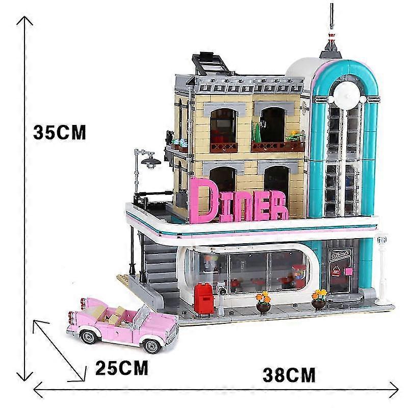 2488pcs Downtown Diner Building Blocks Bricks 6 Figures Compatible ...