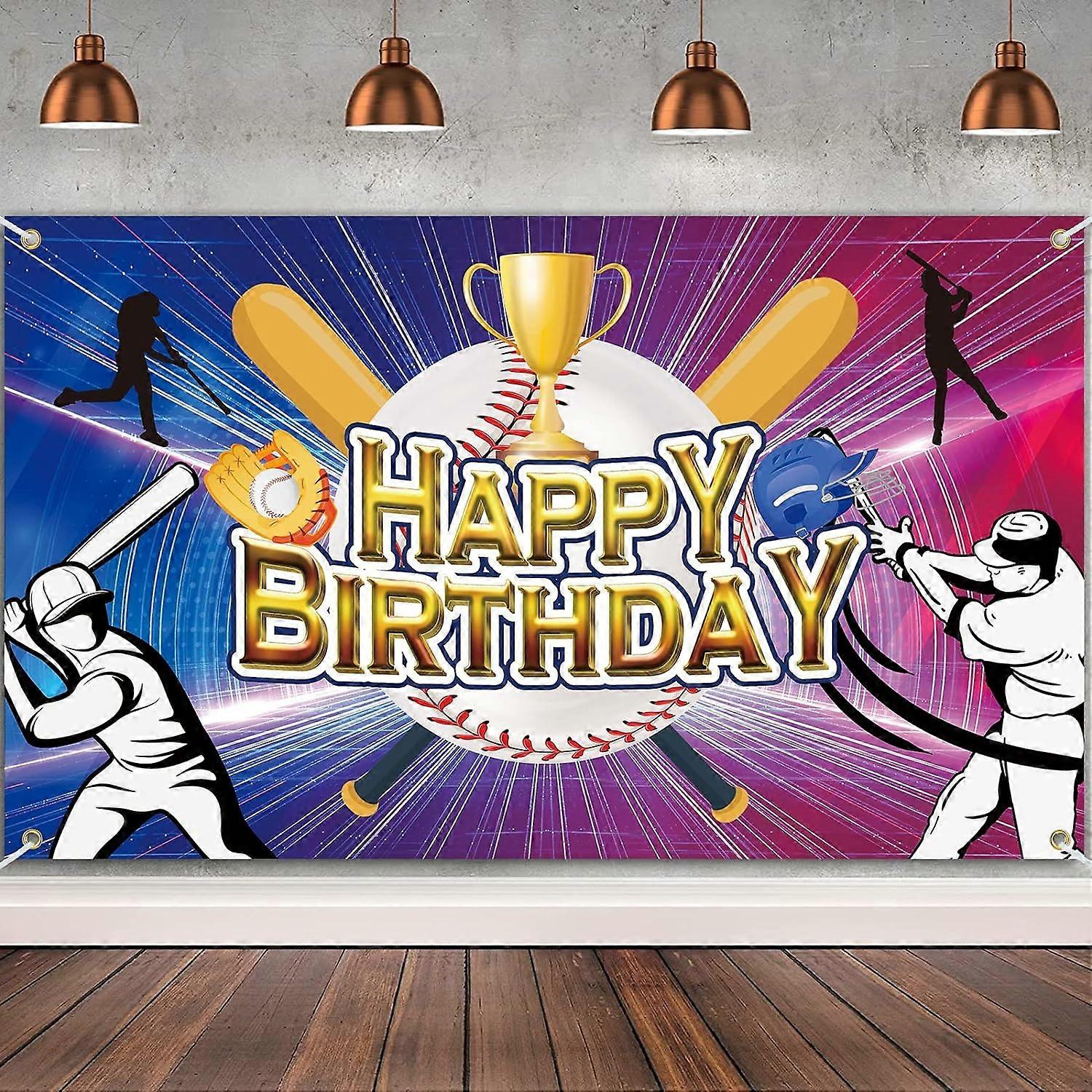 Baseball Party Decorations Banner Backdrop Baseball Happy Birthday ...