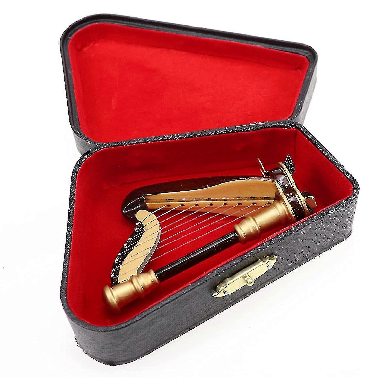 Wooden Miniature Harp With Case Mini Musical Instrument Replica ...