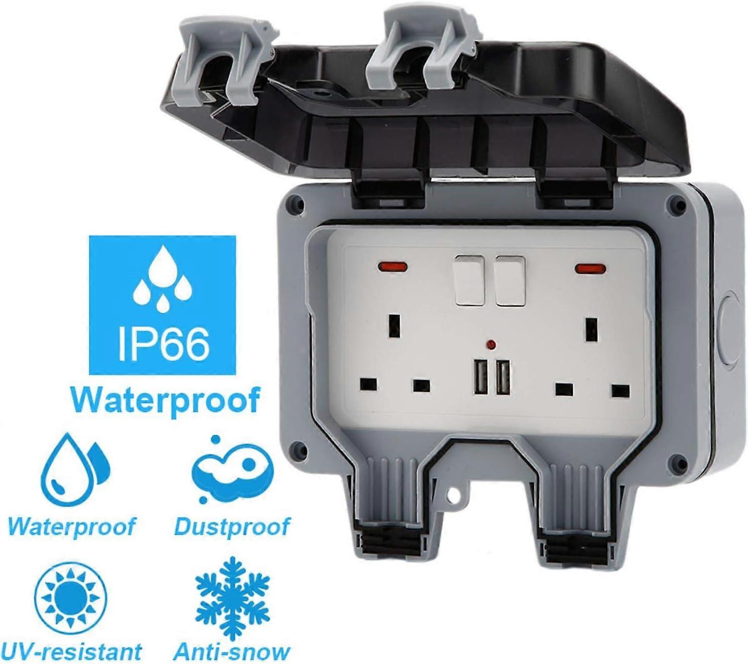 Outdoor Sockets Waterproof, Socket Outdoor Wall Socket IP66 Waterproof ...
