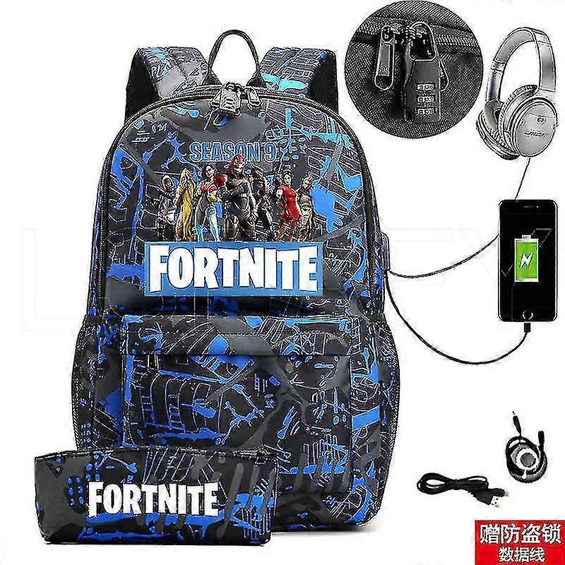 Fortnite Game Backpack Student Bag Usb Charging 3d Fortnite Backpack ...