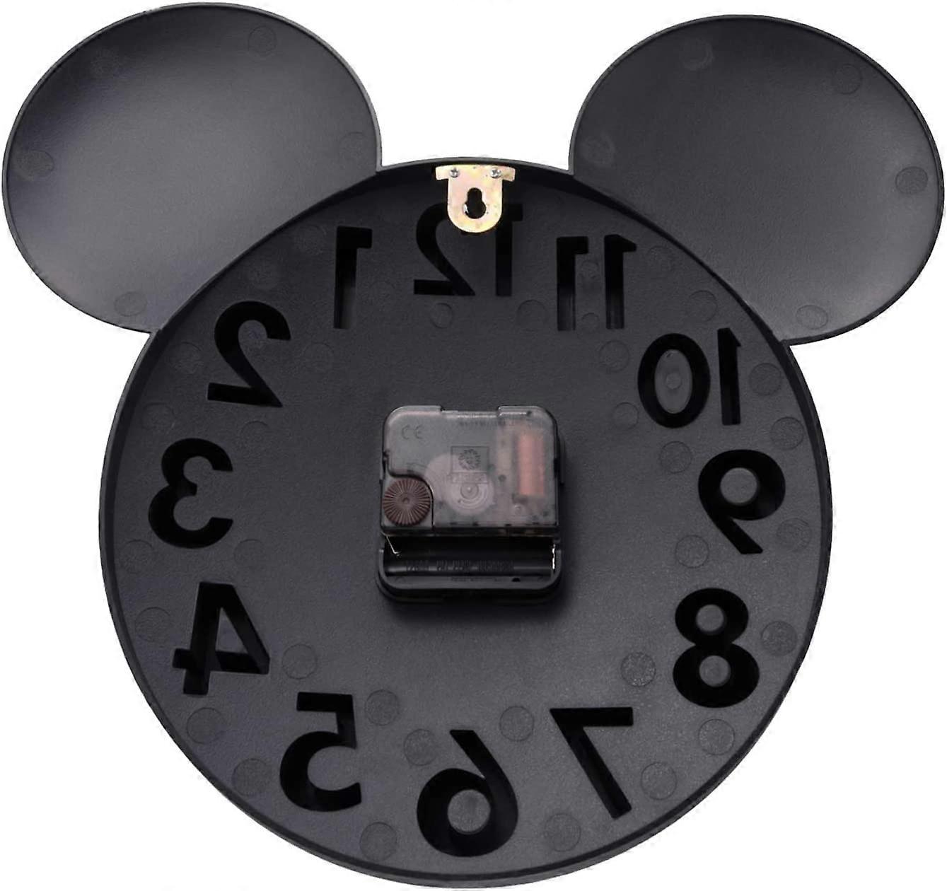 Modern 3D Mickey Mouse Clock Super Cute Black Wall Clocks for Disney ...