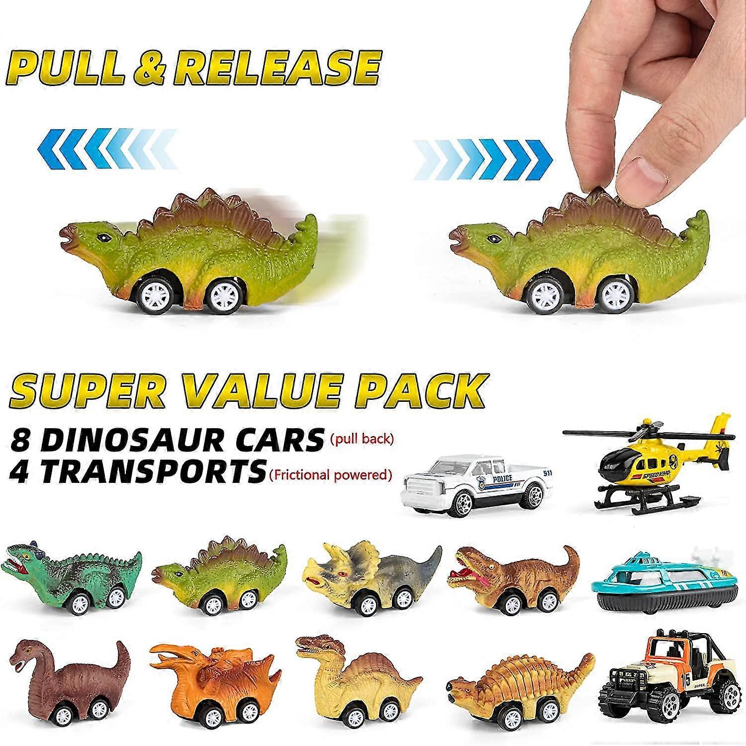 13pcs Dinosaur Truck For Kids,dinosaur Car Vehicles Transport Carrier ...
