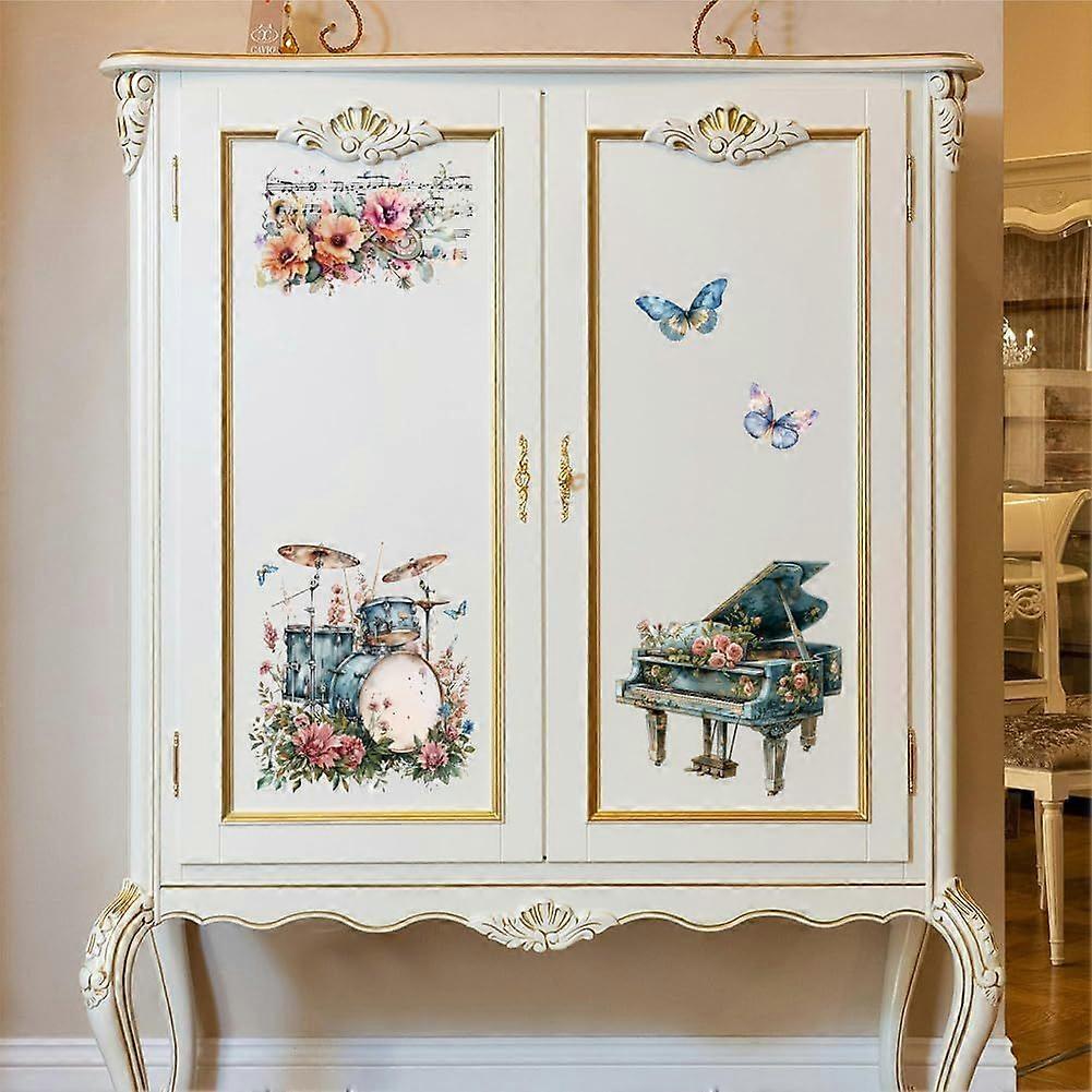 Rub on Transfer Decals for Furniture Crafts 6"x12" 3Pcs Musical ...