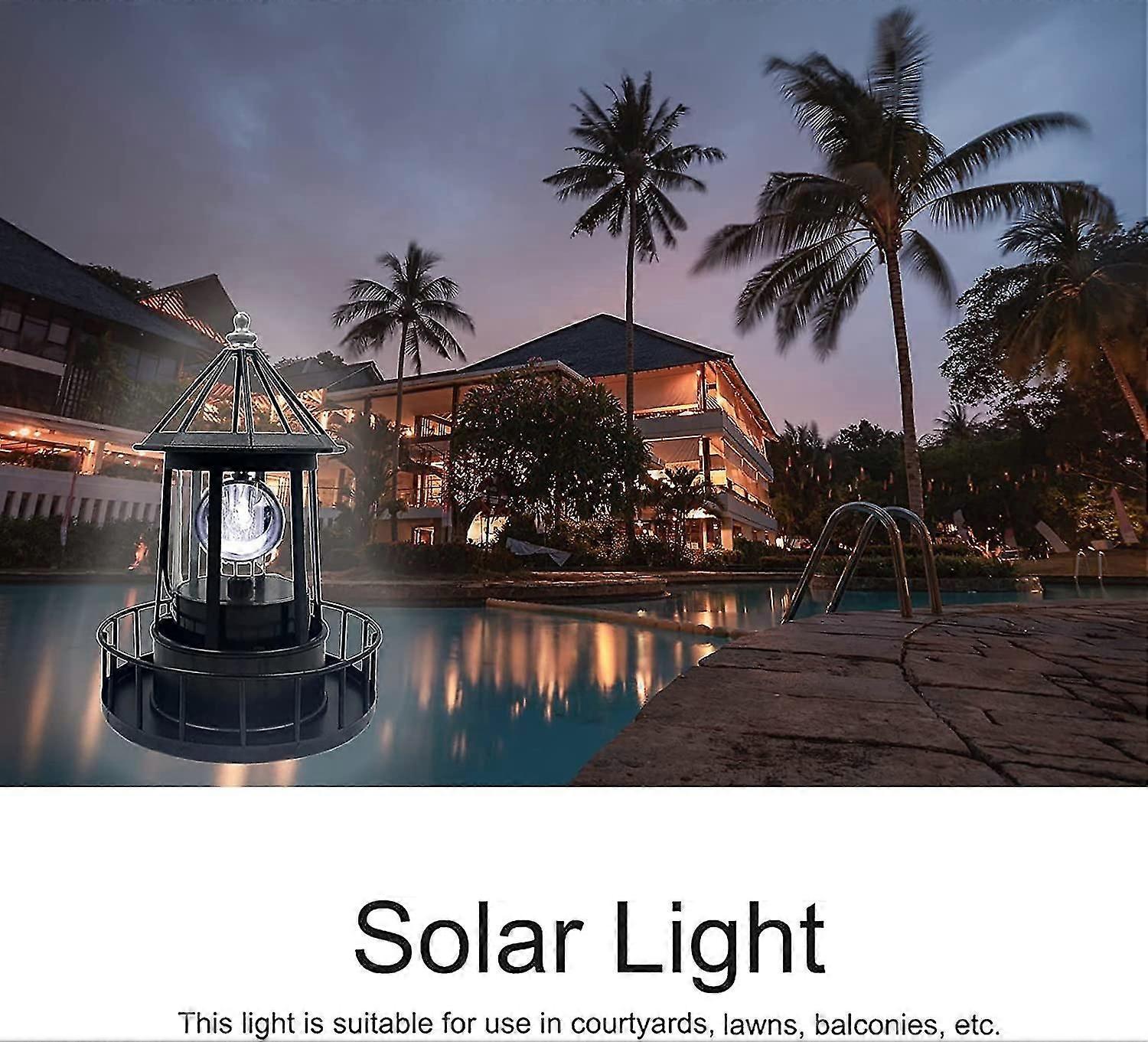 Led Solar Powered Lighthouse, 360 Degree Rotating Lamp Courtyard ...