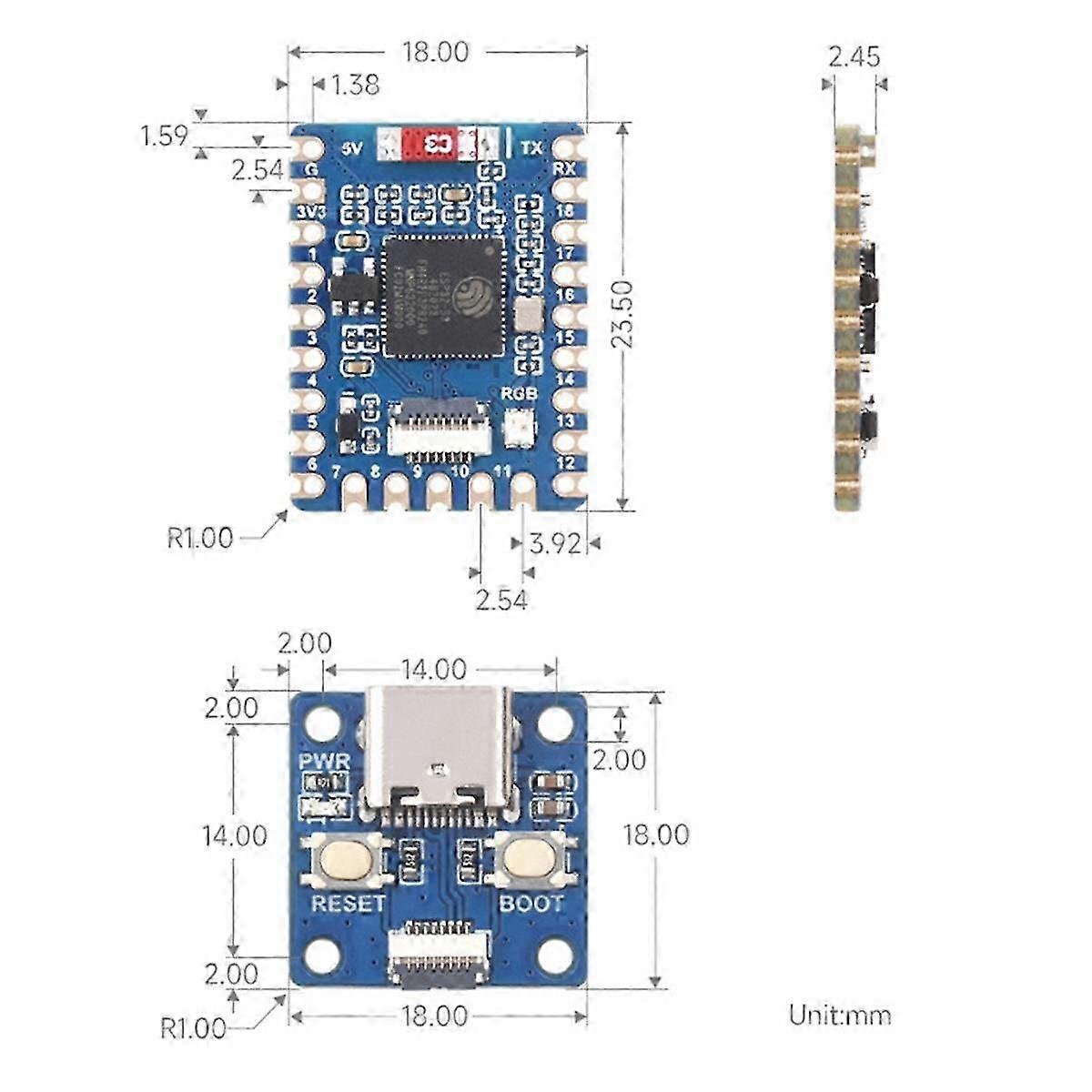 ESP32-S3-Tiny Development Board Kit+FPC Cable Bluetooth LE+2.4G WiFi ...