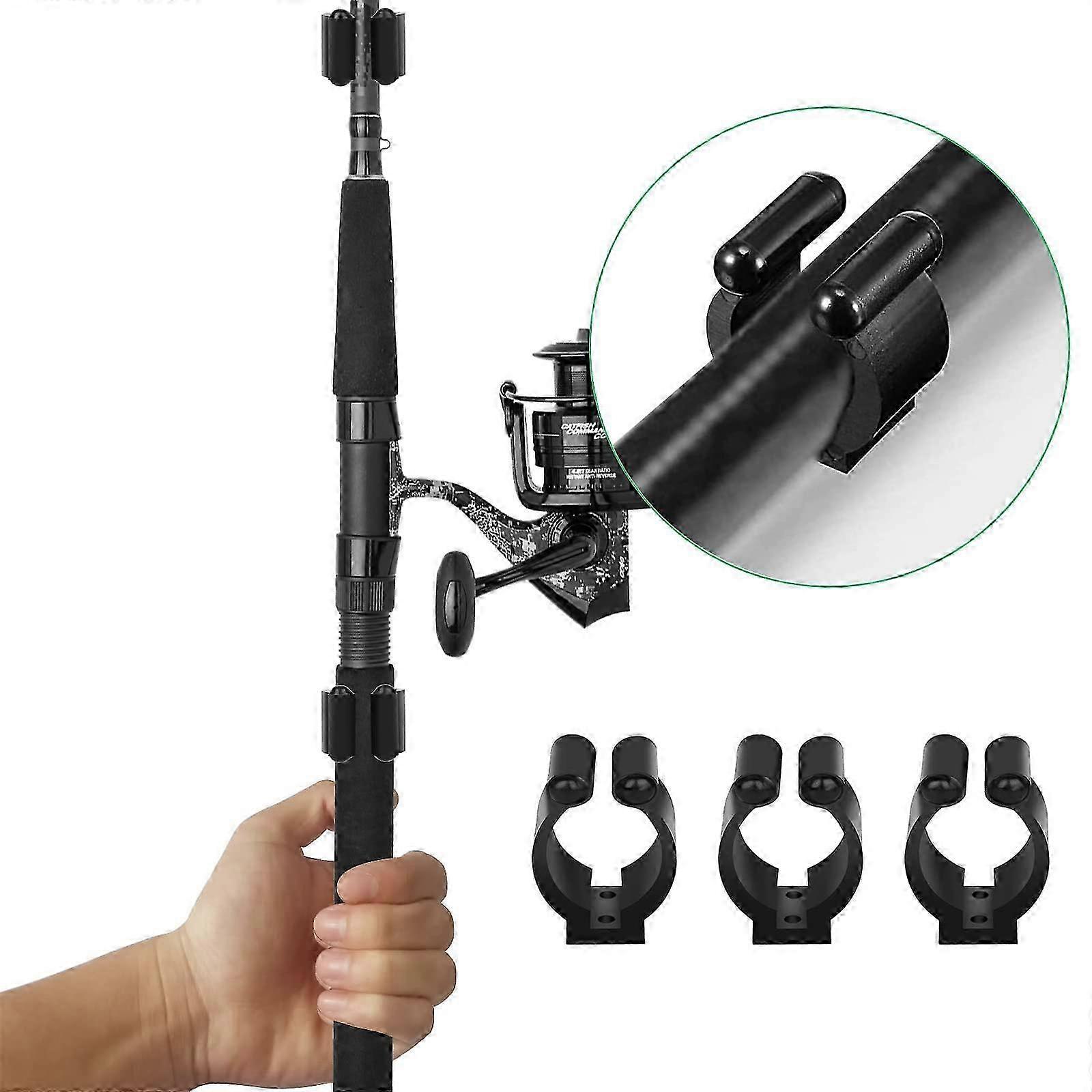 24mm Fishing Rod Holders Wall-Mounted Rack with 10 Pieces of Rod Clips ...