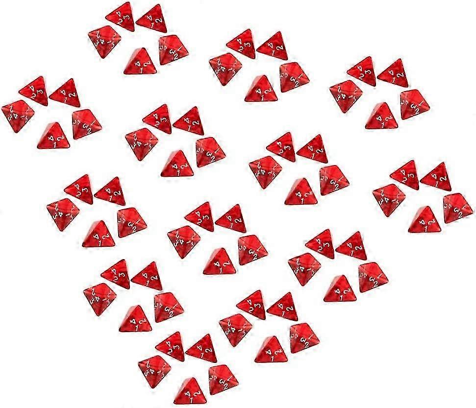 Red Acrylic Polyhedral Dice for Tabletop RPGs, 4-Sided D4 Dice Set, 65 ...