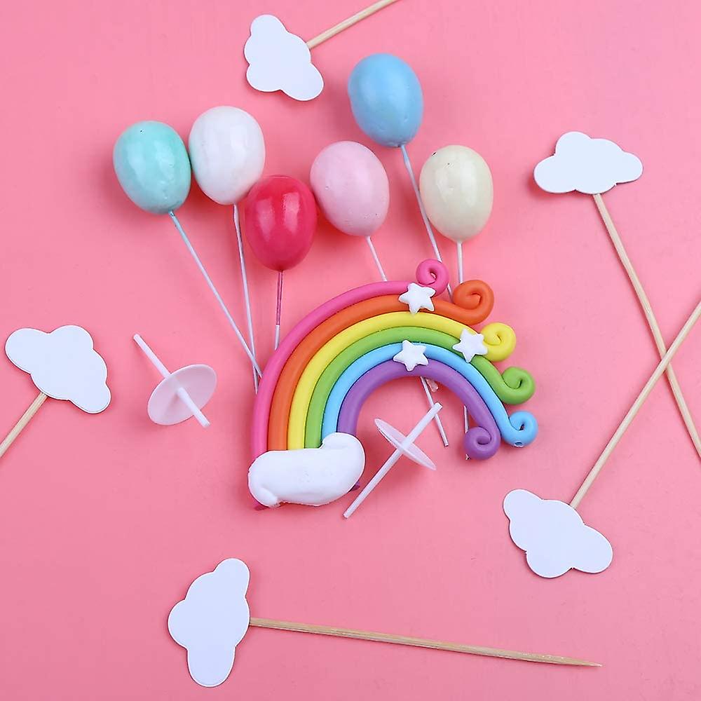 12 Pieces Cake Topper Kit Rainbow Cloud Cake Topper Kids Cake ...
