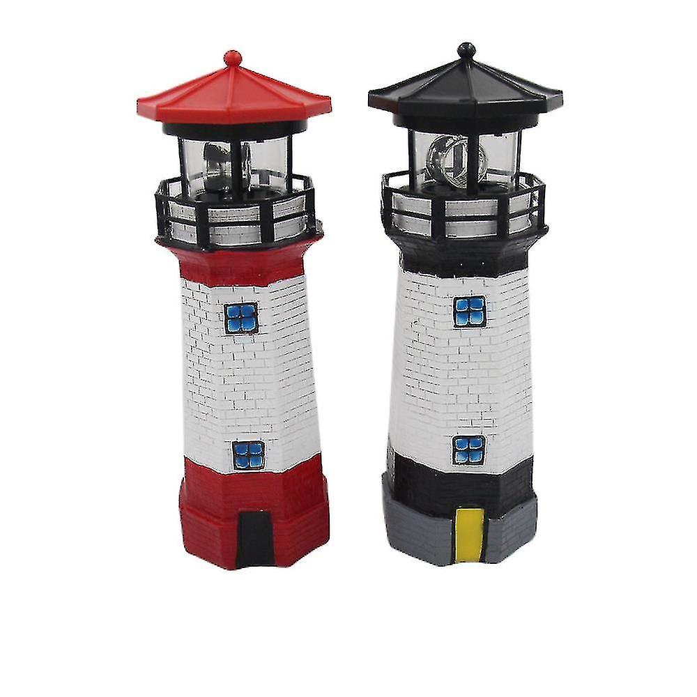 Led Solar Lighthouse Sensor Beacon Rotating Lamp Statue Garden Outdoor ...
